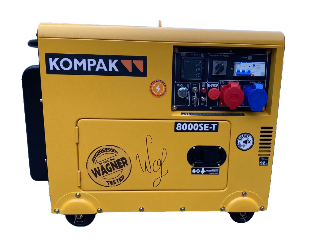 Stromgenerator von KOMPAK WAGNER | 8 kVA Diesel Generator mit 230 V ...